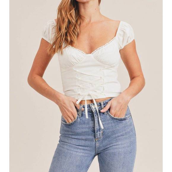 Mable | Tops | New Mable Lace Up Crop Top In White | Poshmark